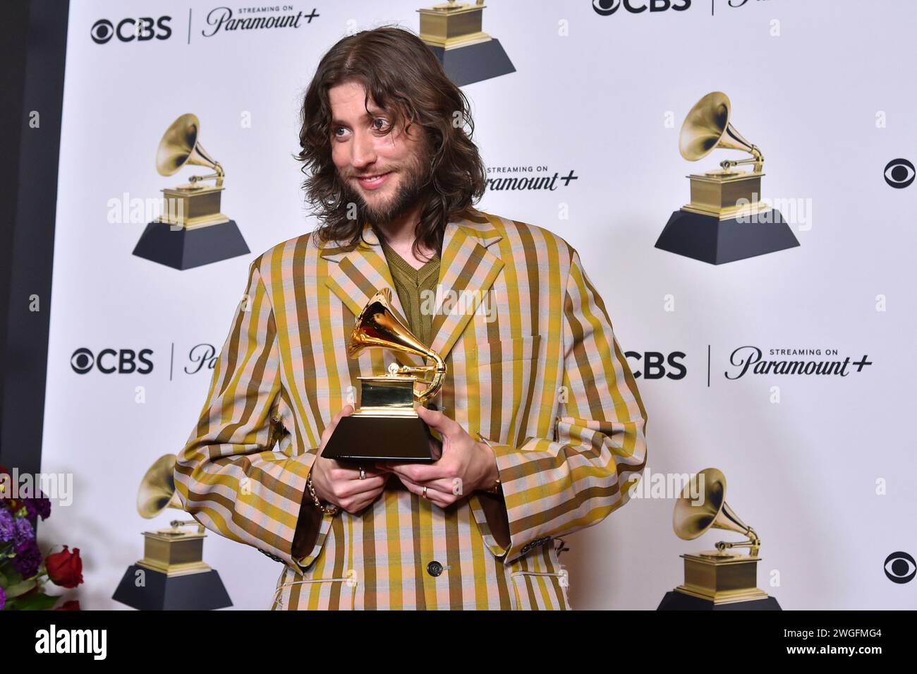 Ludwig Goransson poses in the press room with the award for best score ...