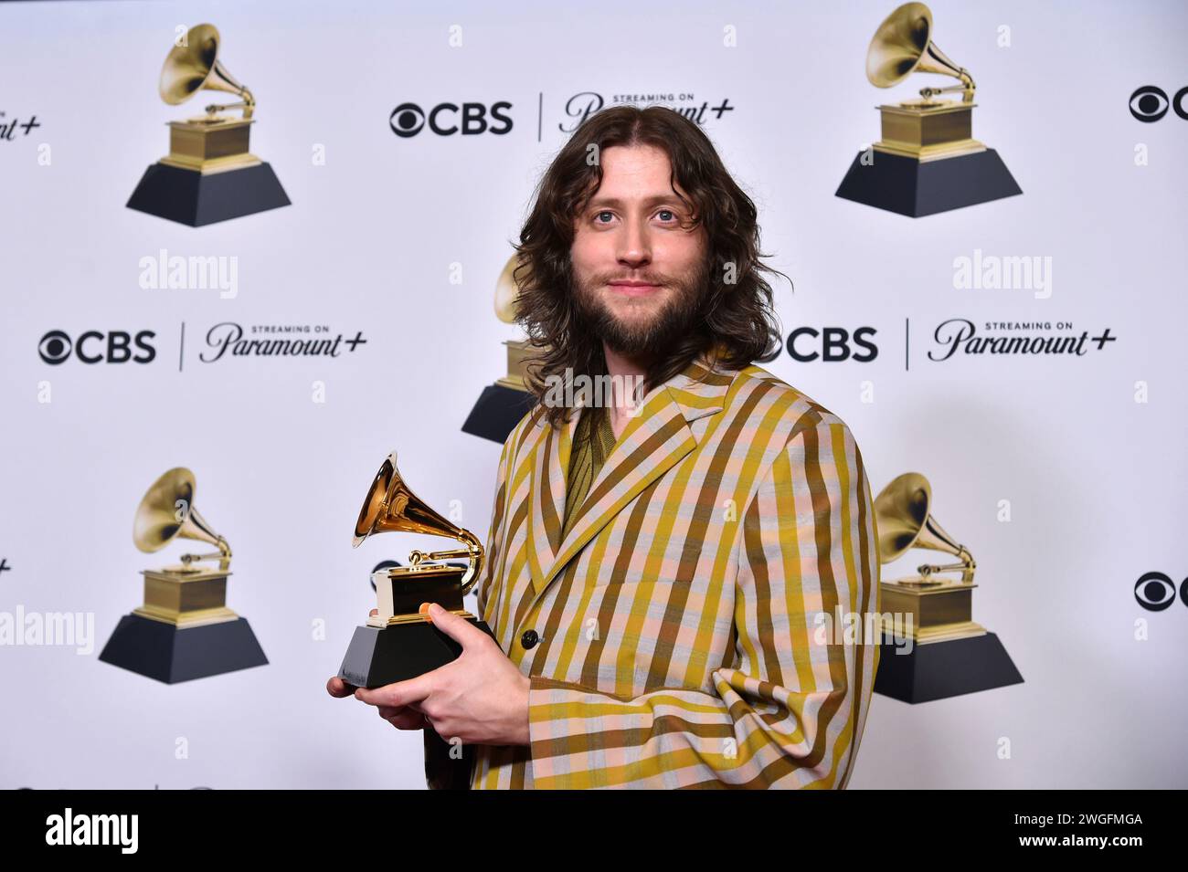 Ludwig Goransson poses in the press room with the award for best score ...