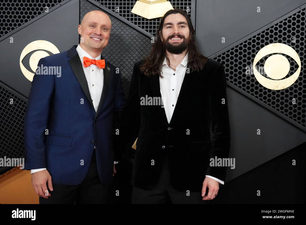 Bryce Bordone, left, and Alex Ghenea arrive at the 66th annual Grammy ...