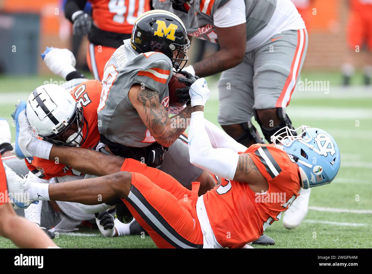 MOBILE, AL - FEBRUARY 03: American running back Cody Schrader of ...
