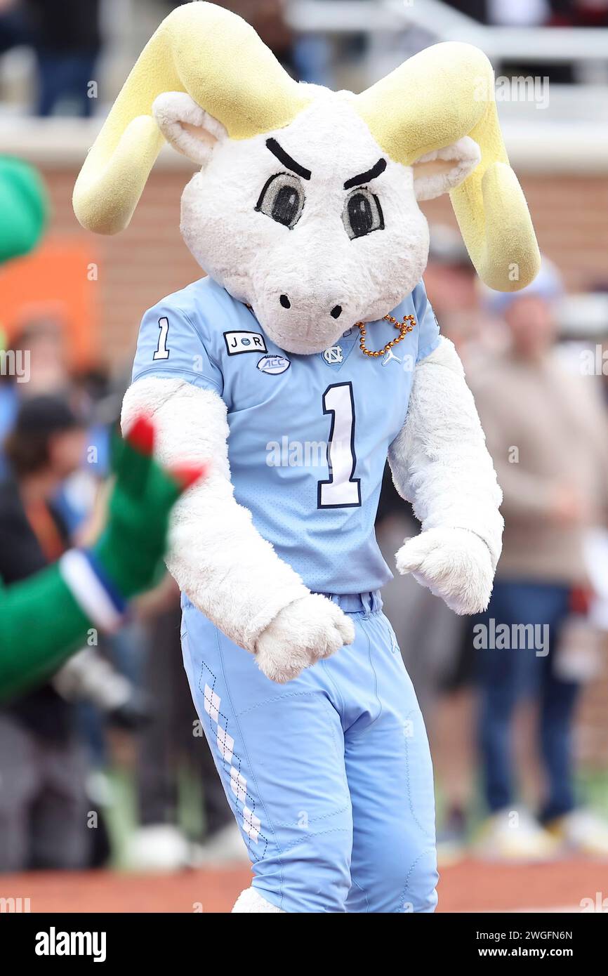 MOBILE, AL - FEBRUARY 03: North Carolina Tar Heels mascot during the ...