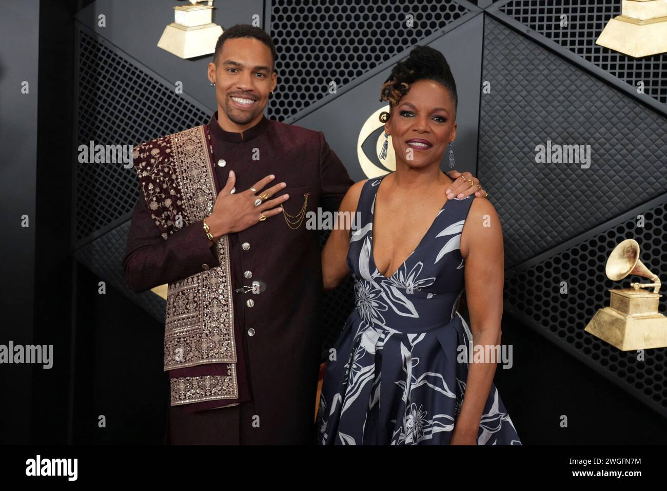 Pierce and Nnenna Freelon arrive at the 66th annual Grammy Awards on ...