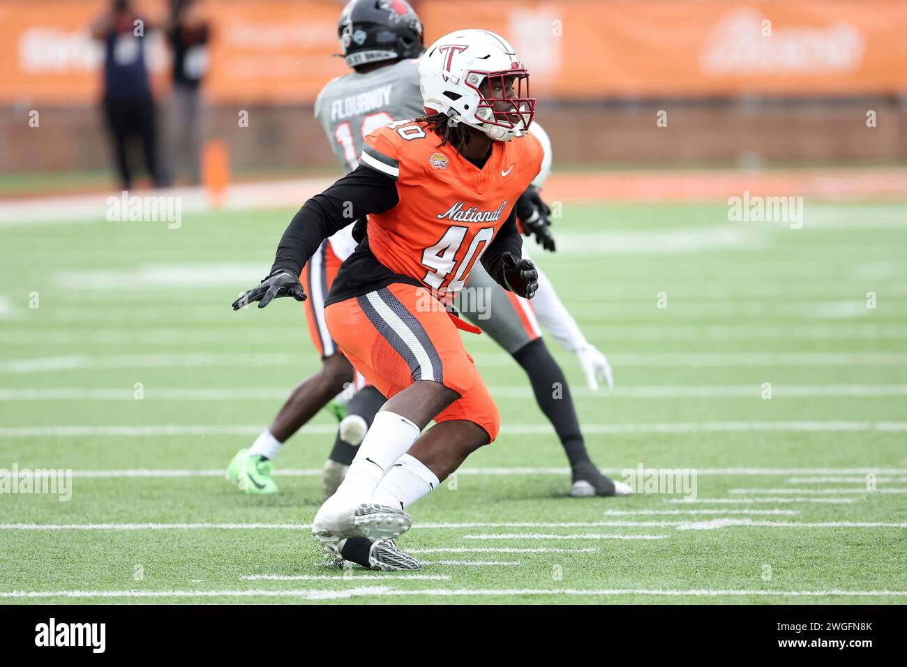 MOBILE, AL - FEBRUARY 03: National edge Javon Solomon of Troy (40 ...