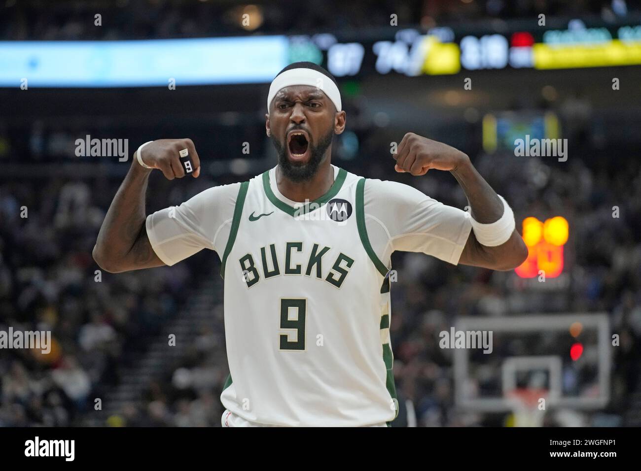 Milwaukee Bucks forward Bobby Portis flexes during the second half of ...