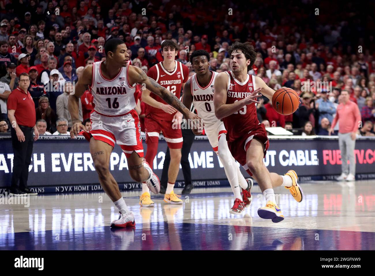 TUCSON, AZ - FEBRUARY 04: Stanford Cardinal guard Benny Gealer #15 ...
