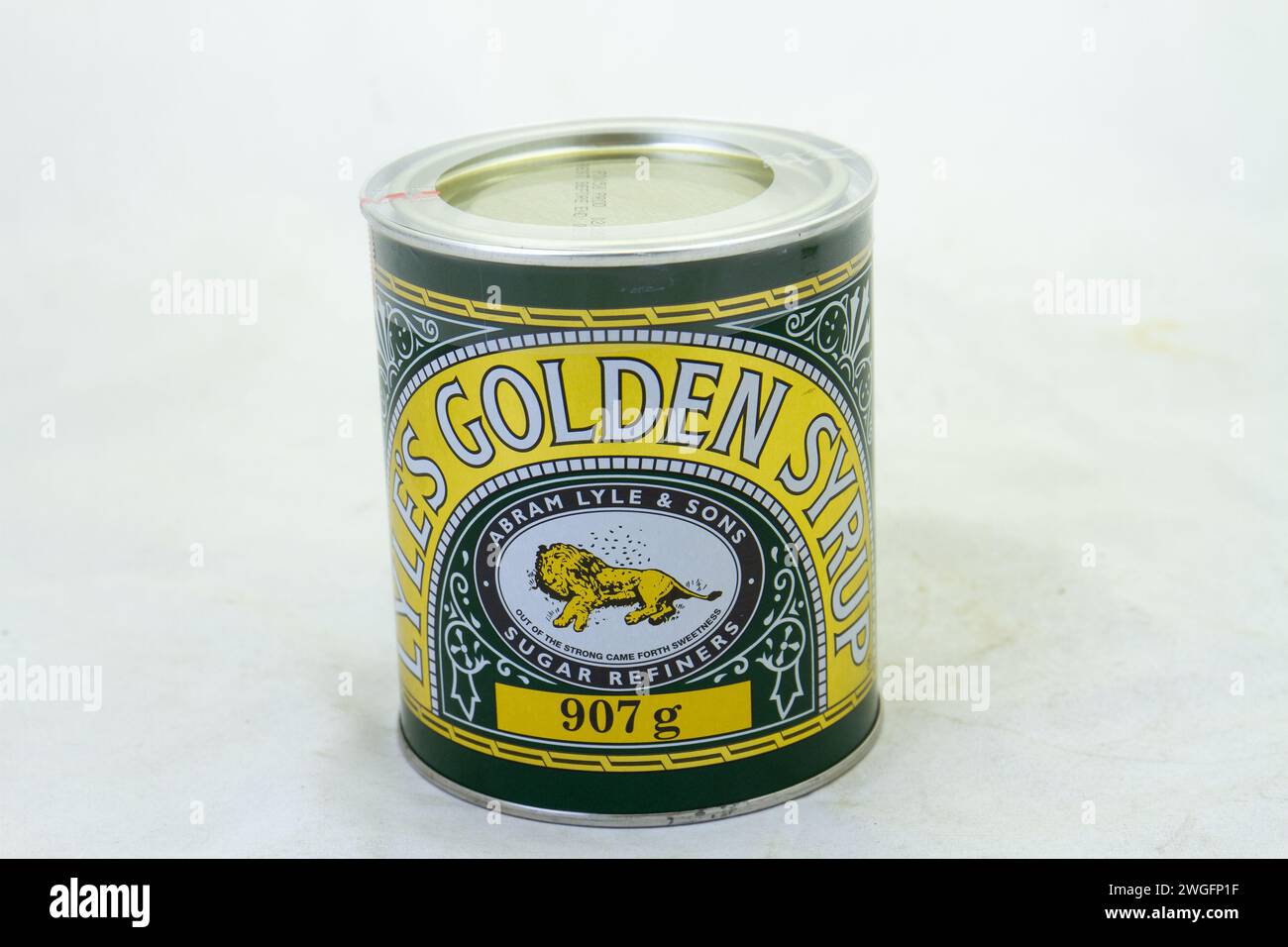 Johannesburg, South Africa - a tin of Lyle'e golden syrup isolated on a ...