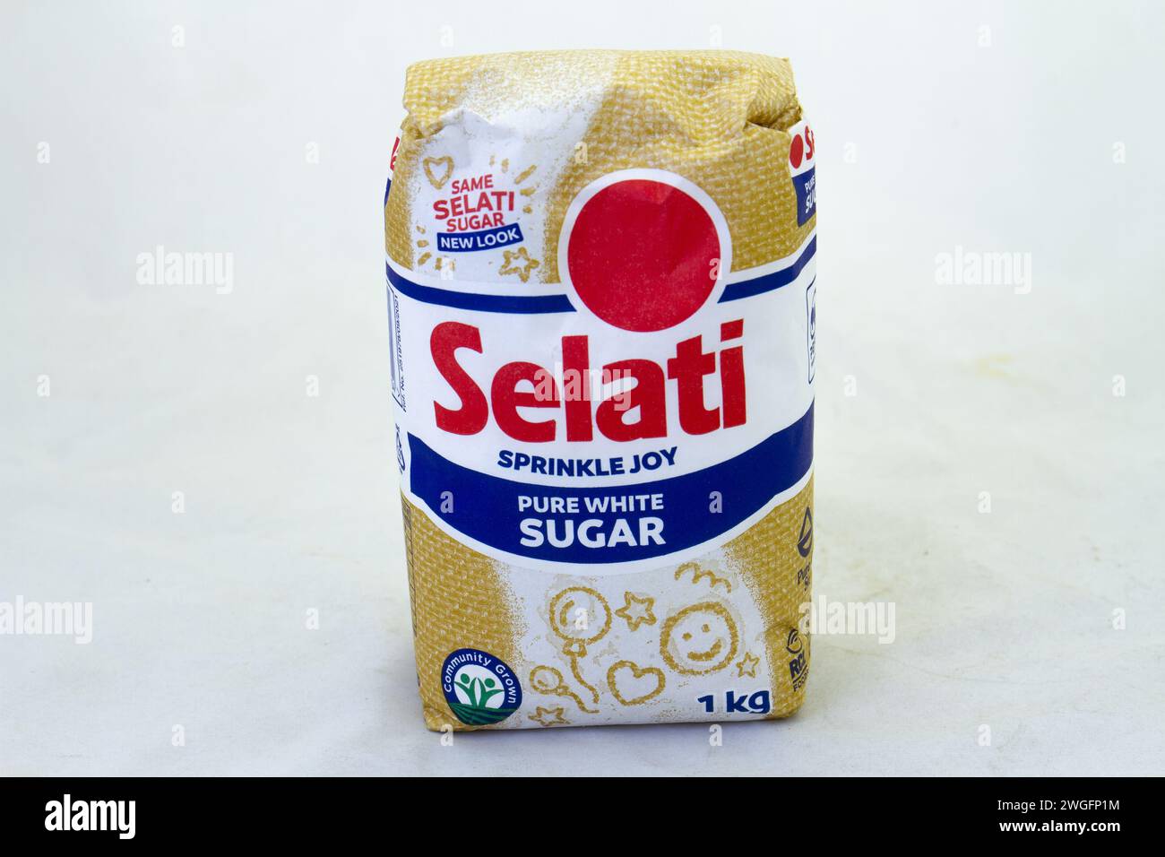 Johannesburg, South Africa - a bag of Selati white sugar isolated on a ...