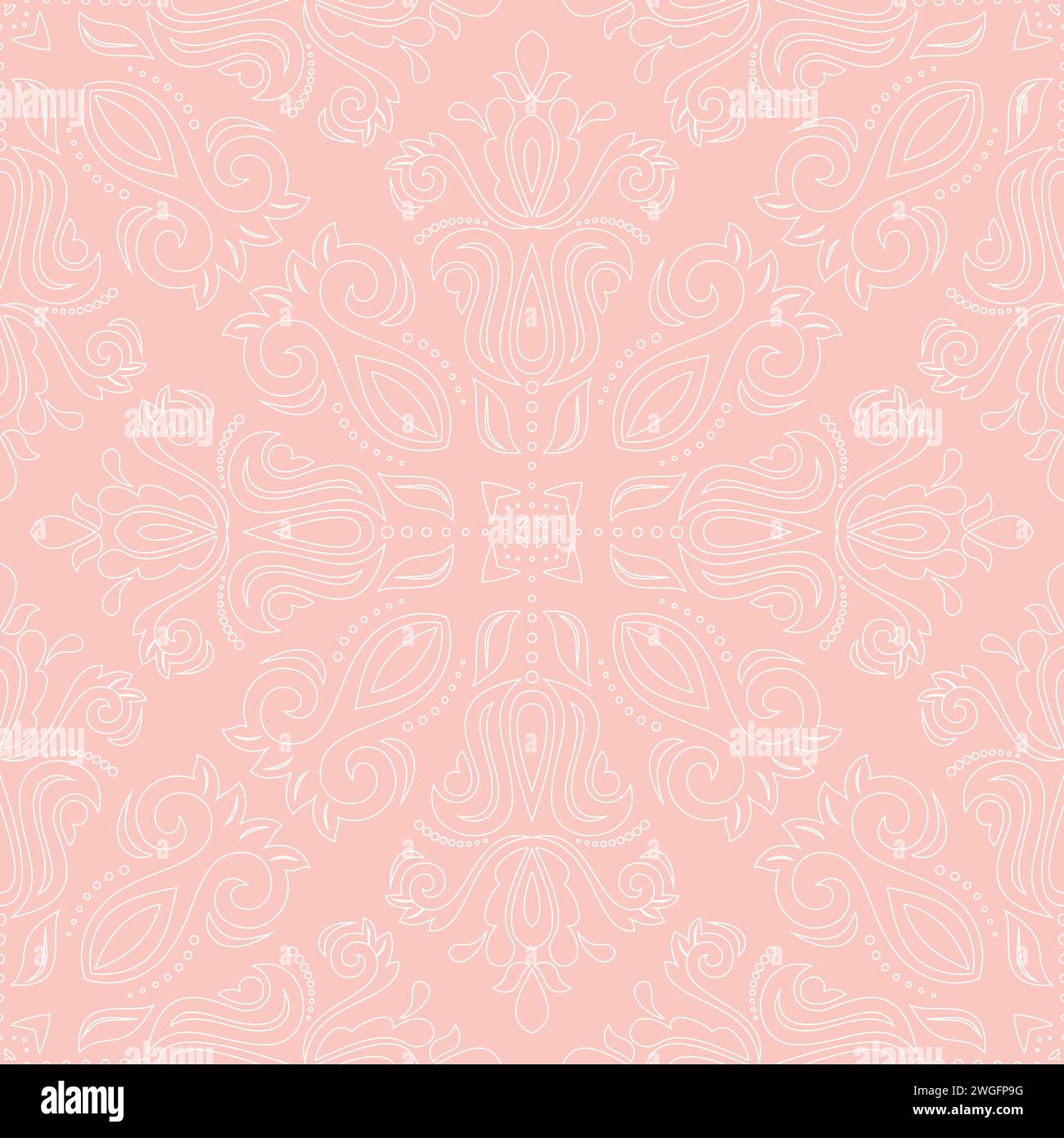 Classic seamless pink and white pattern. Damask orient ornament ...