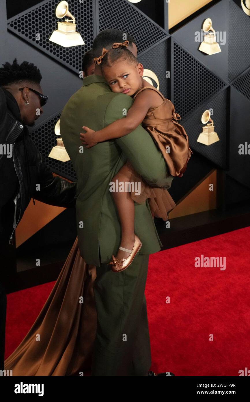 Victoria Monet, from left, John Gaines, and Hazel Monet arrive at the ...