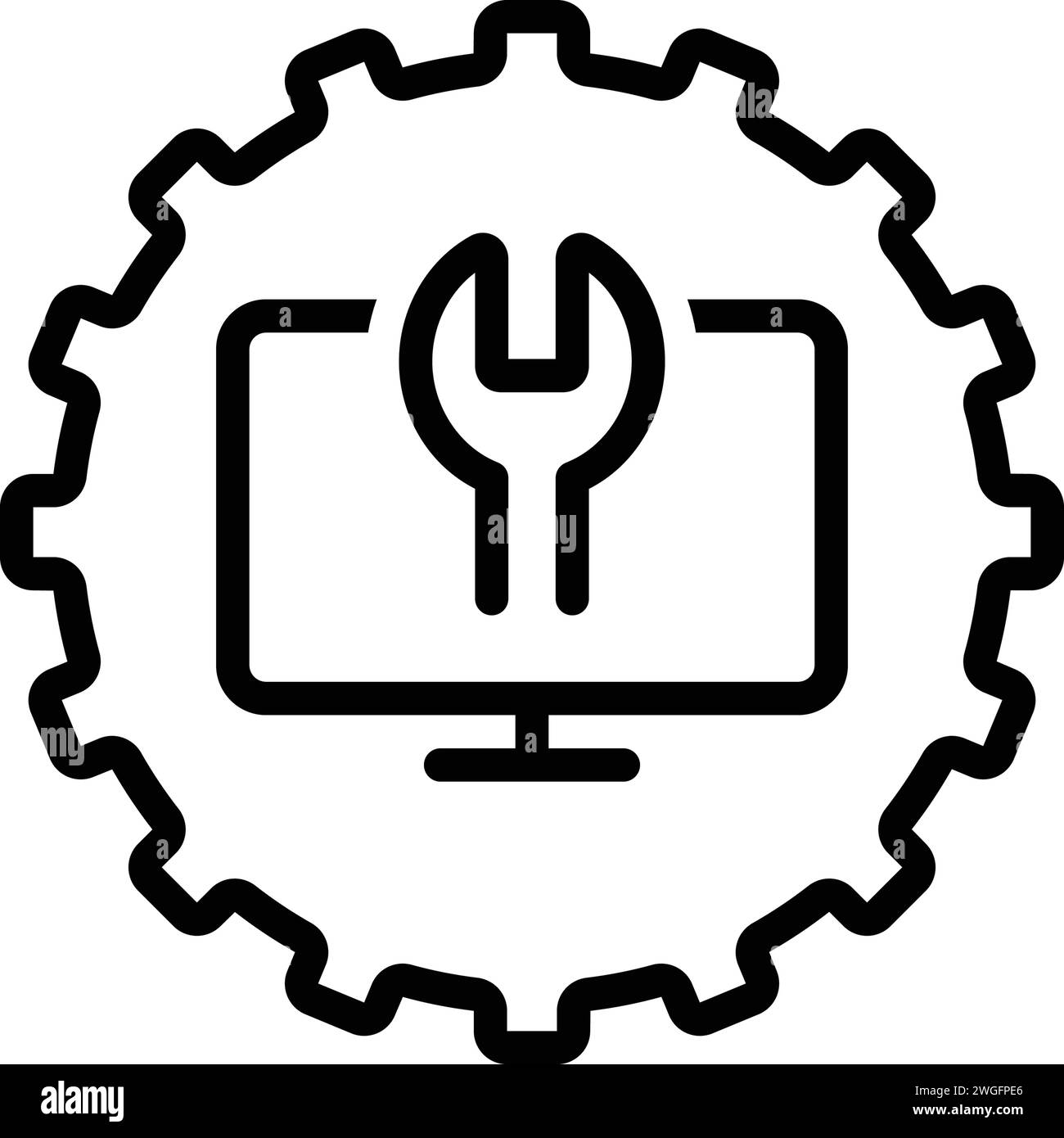 Gear computer support icon Black and White Stock Photos & Images - Alamy