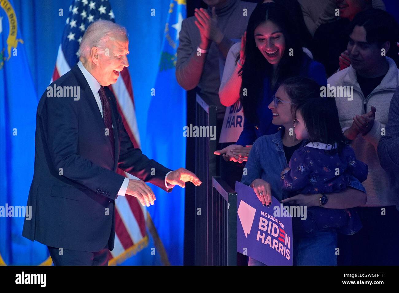 President Joe Biden greets supporters before speaking at a campaign ...