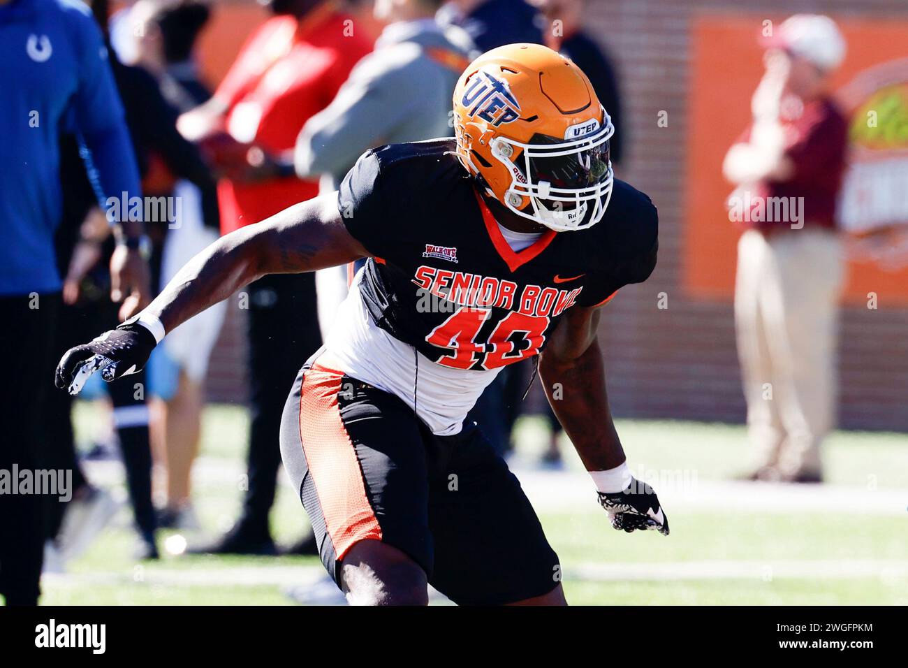 American linebacker Tyrice Knight of UTEP (40) runs through drills ...