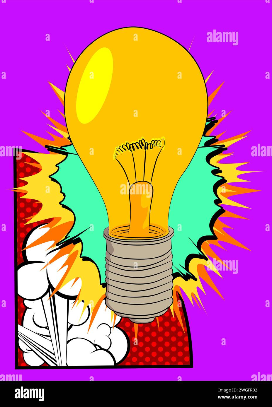 Cartoon Light Bulb, comic book Idea. Retro vector comics pop art design ...