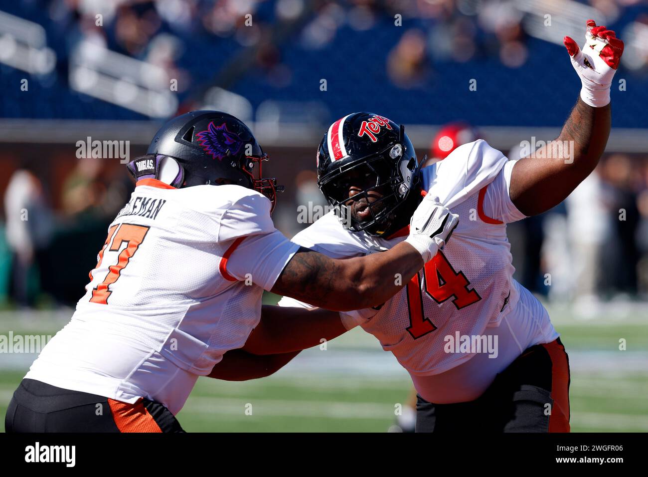 American offensive lineman Brandon Coleman of TCU (77) and American ...