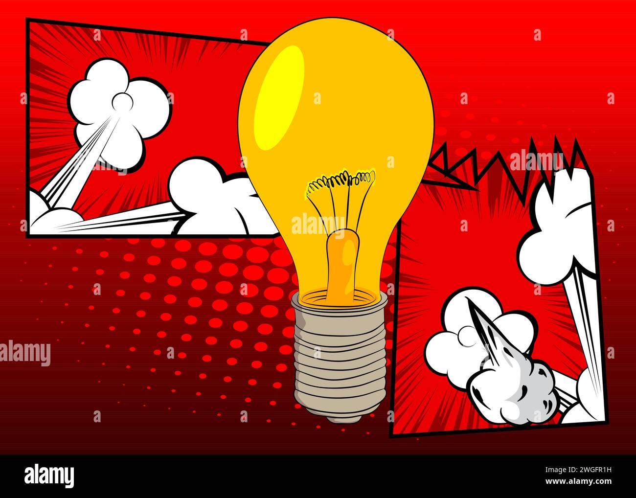 Cartoon Light Bulb, comic book Idea. Retro vector comics pop art design ...