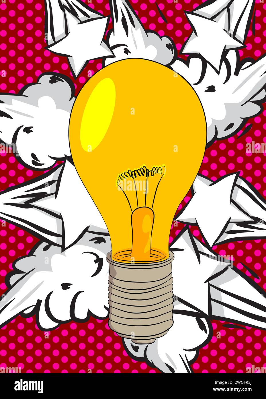Cartoon Light Bulb, comic book Idea. Retro vector comics pop art design ...