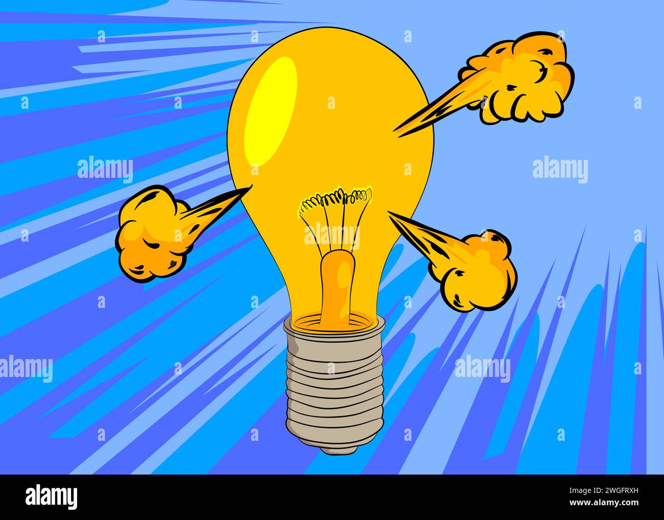 Cartoon Light Bulb, comic book Idea. Retro vector comics pop art design ...