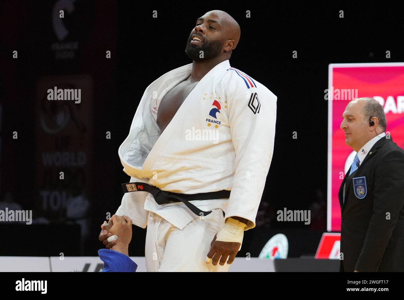 Paris, France. 04th Feb, 2024. Teddy Riner of France and KIM MINJONG of ...