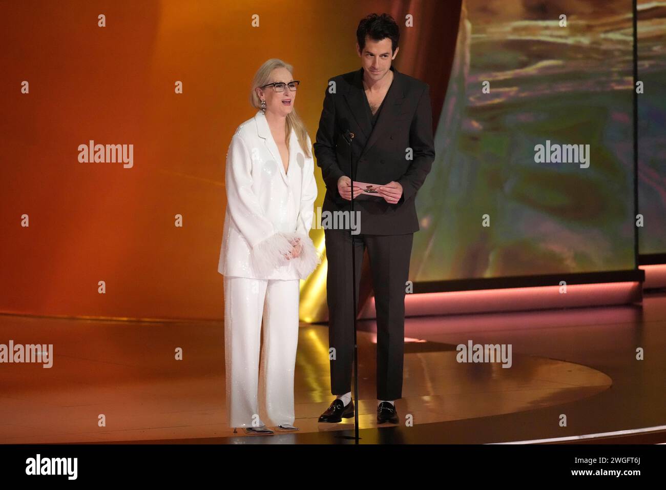 Meryl Streep, left, and Mark Ronson presents the award for record of ...