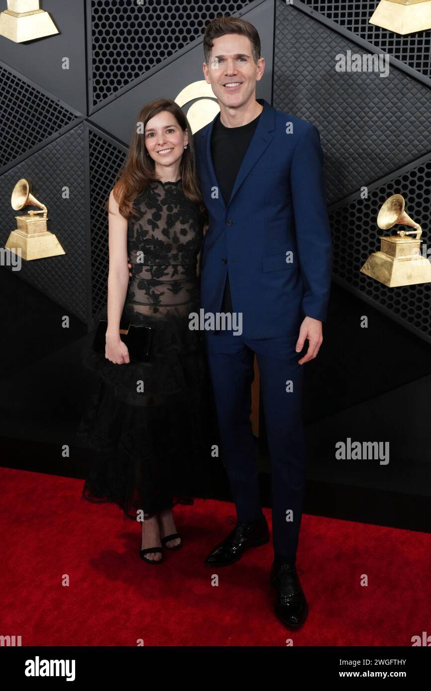 Teresa Wendel, left, and Ben Wendel arrive at the 66th annual Grammy ...