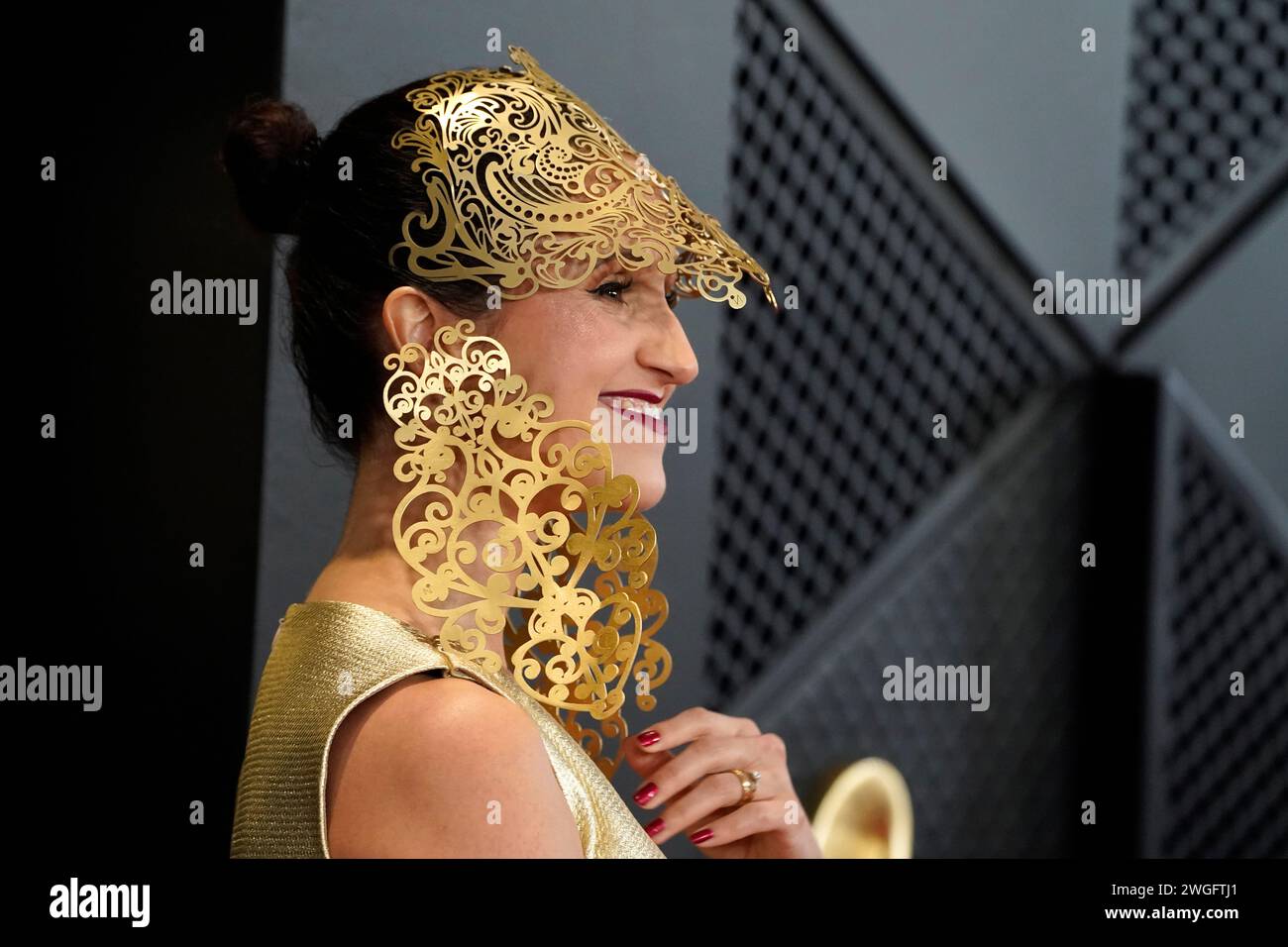 Maria Mendes arrives at the 66th annual Grammy Awards on Sunday, Feb. 4 ...