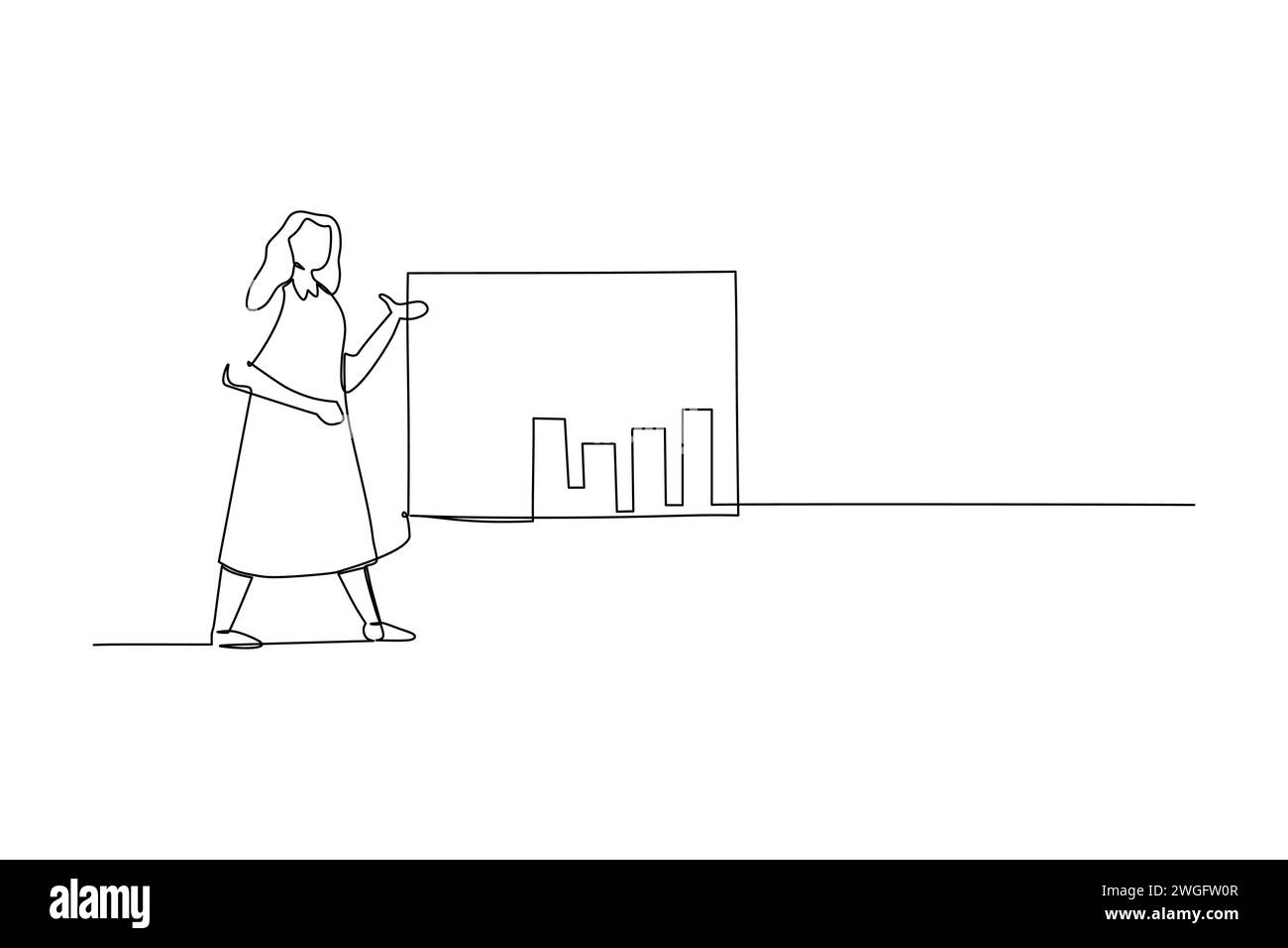 Woman presenting the graphical report. Communication management concpet ...