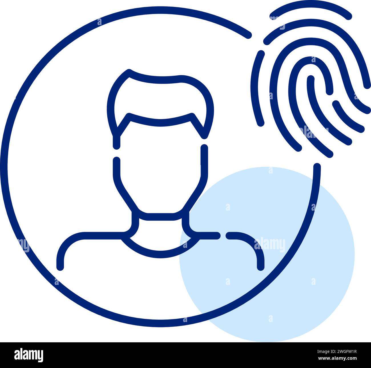 Biometric account access. Man picture and fingerprint. Pixel perfect ...