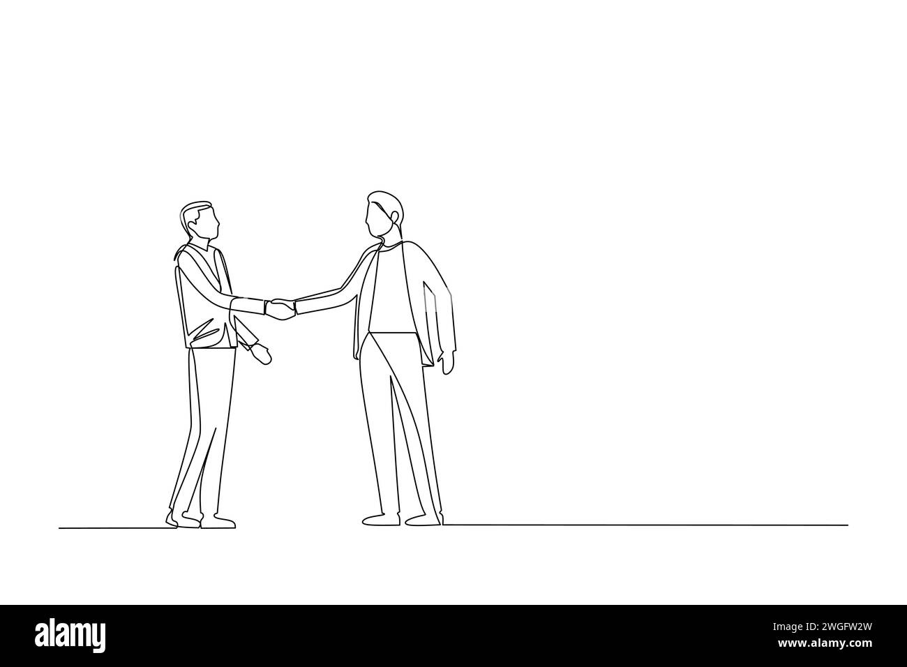 Single line drawing of businessmen handshaking his business partner ...