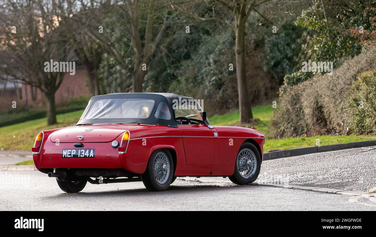 Milton Keynes,UK-Feb 4th 2024: 1963 red MG Midget sports classic car ...