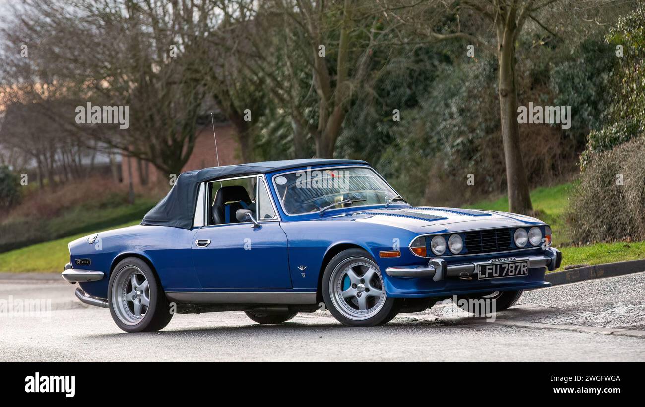 Milton Keynes,UK-Feb 4th 2024: 1976,blue, Triumph Stag classic car ...