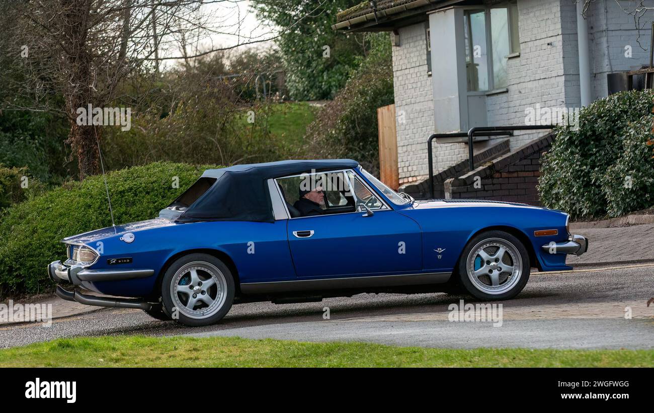 Milton Keynes,UK-Feb 4th 2024: 1976,blue, Triumph Stag classic car ...