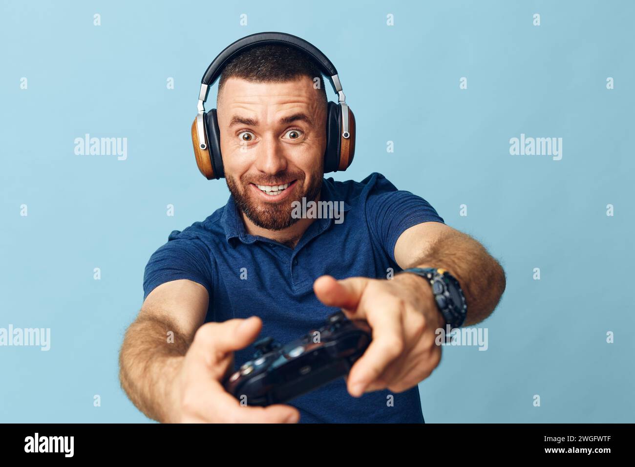 Adult man joystick gamer portrait game lifestyle leisure console ...