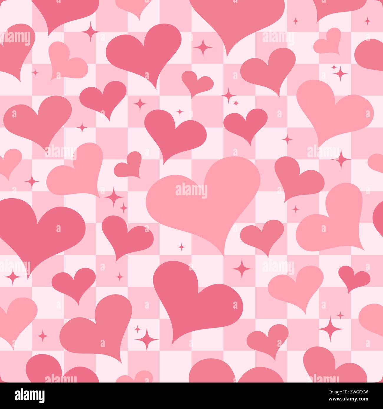 Y2k seamless pattern with hearts. Retro abstract groovy background ...