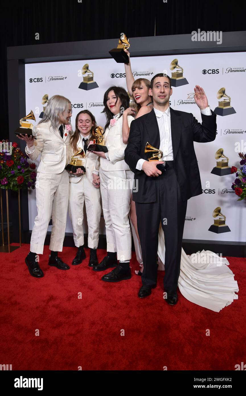 Phoebe Bridgers, from left, Julien Baker, and Lucy Dacus of boygenius ...