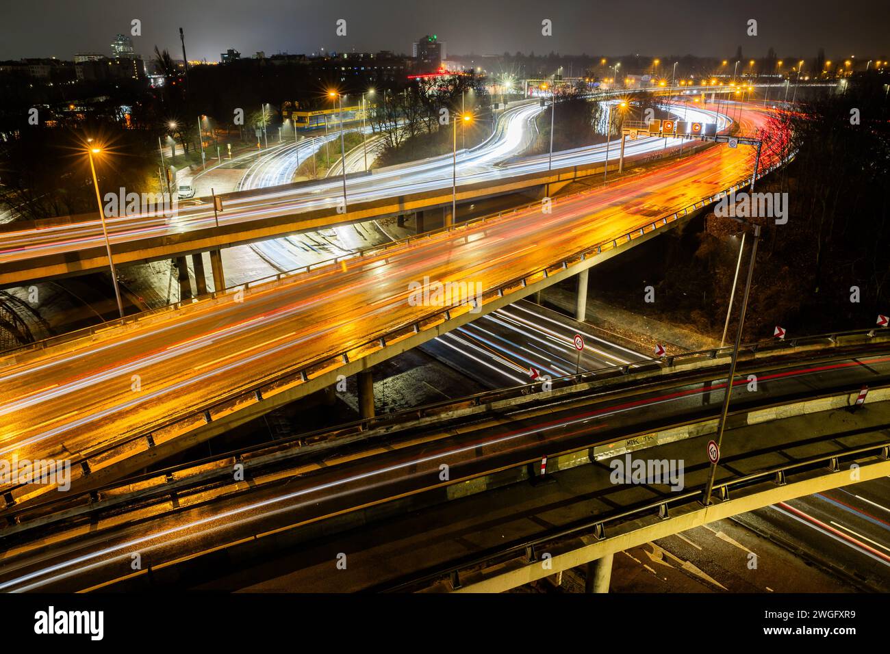 Berlin, Germany. 05th Feb, 2024. The traffic at the Funkturm freeway ...
