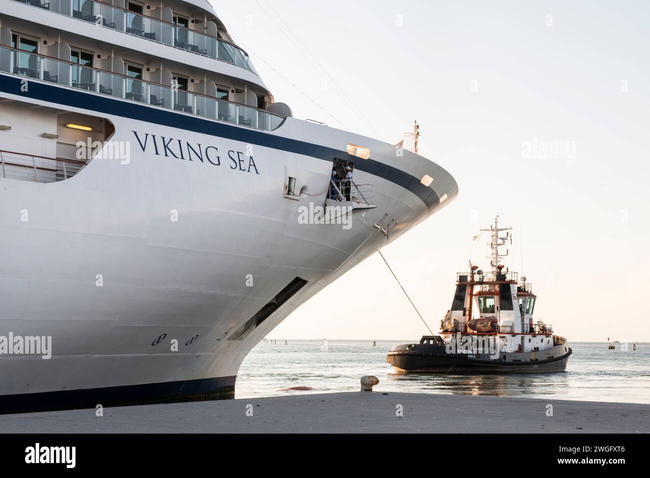 Cruise ship Viking docks at Chioggia Port in the Venetian Lagoon, Italy ...