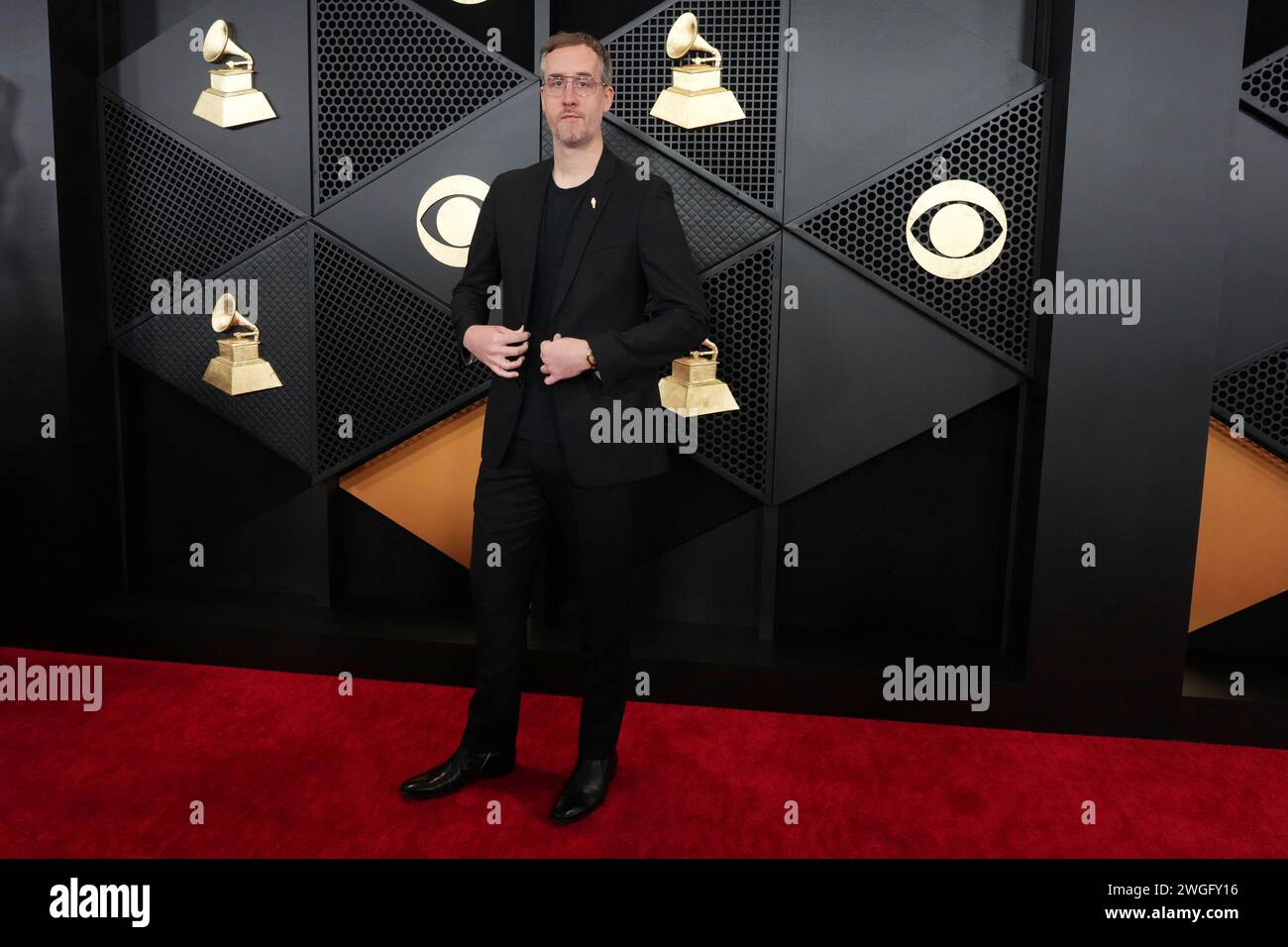 Jeremy Most arrives at the 66th annual Grammy Awards on Sunday, Feb. 4 ...