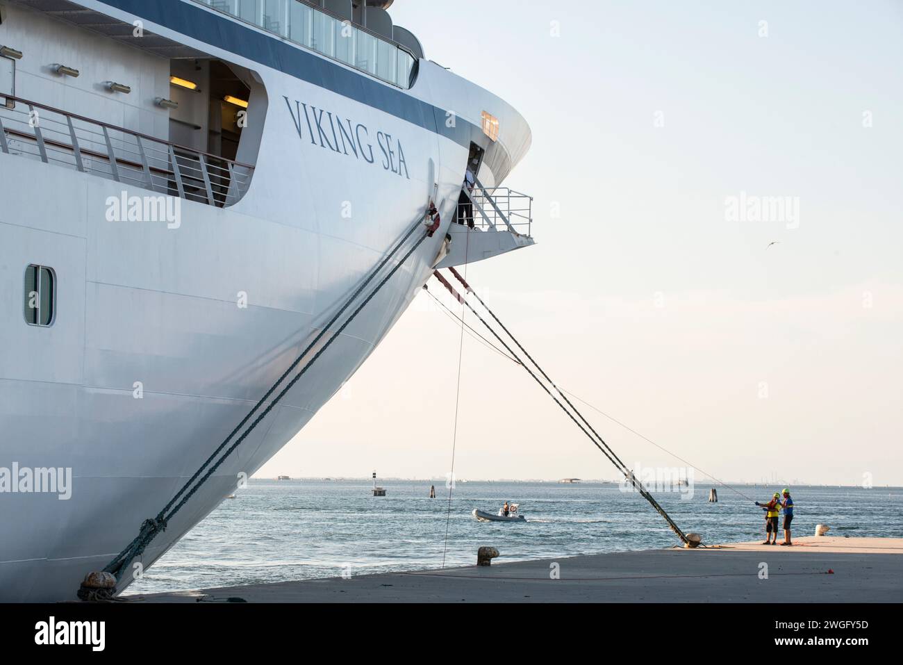Cruise ship Viking docks at Chioggia Port in the Venetian Lagoon, Italy ...