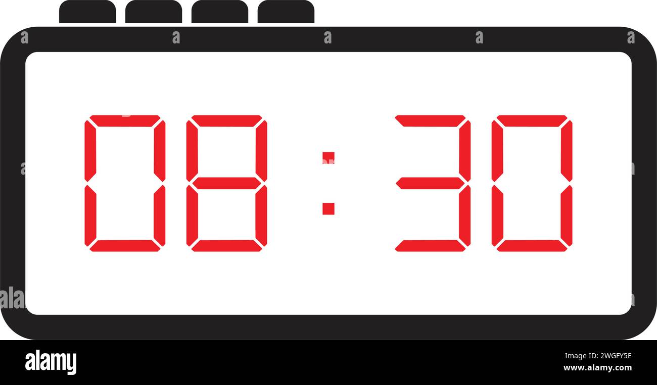 Digital clock text time Cut Out Stock Images & Pictures - Alamy