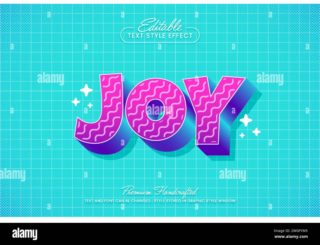 Playful 3D vector text effect graphic style. Editable vector headline ...