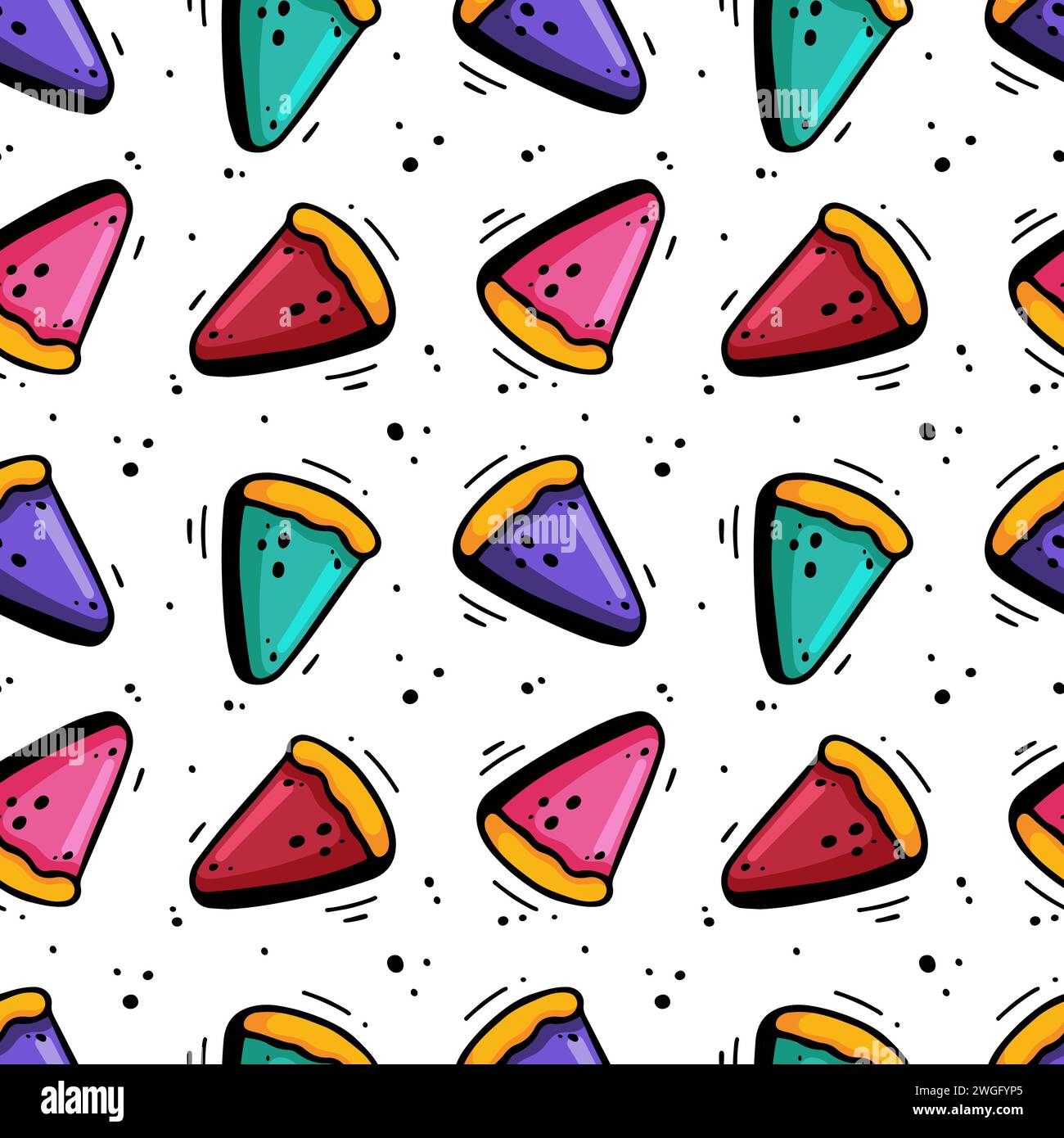 Hand drawn Piece of pie seamless pattern. Hand drawn fast food, home ...