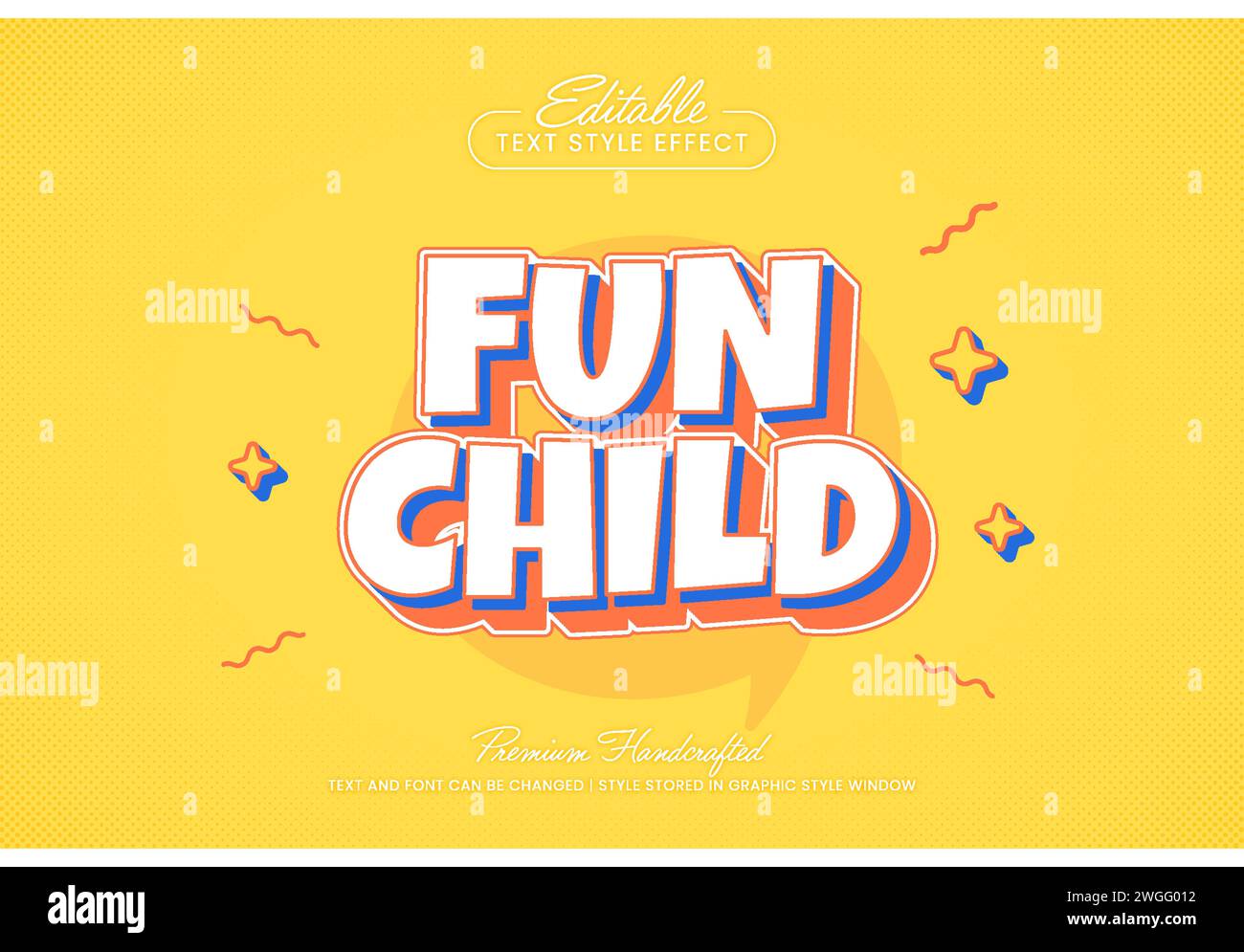 Playful 3D vector text effect graphic style. Editable vector headline ...