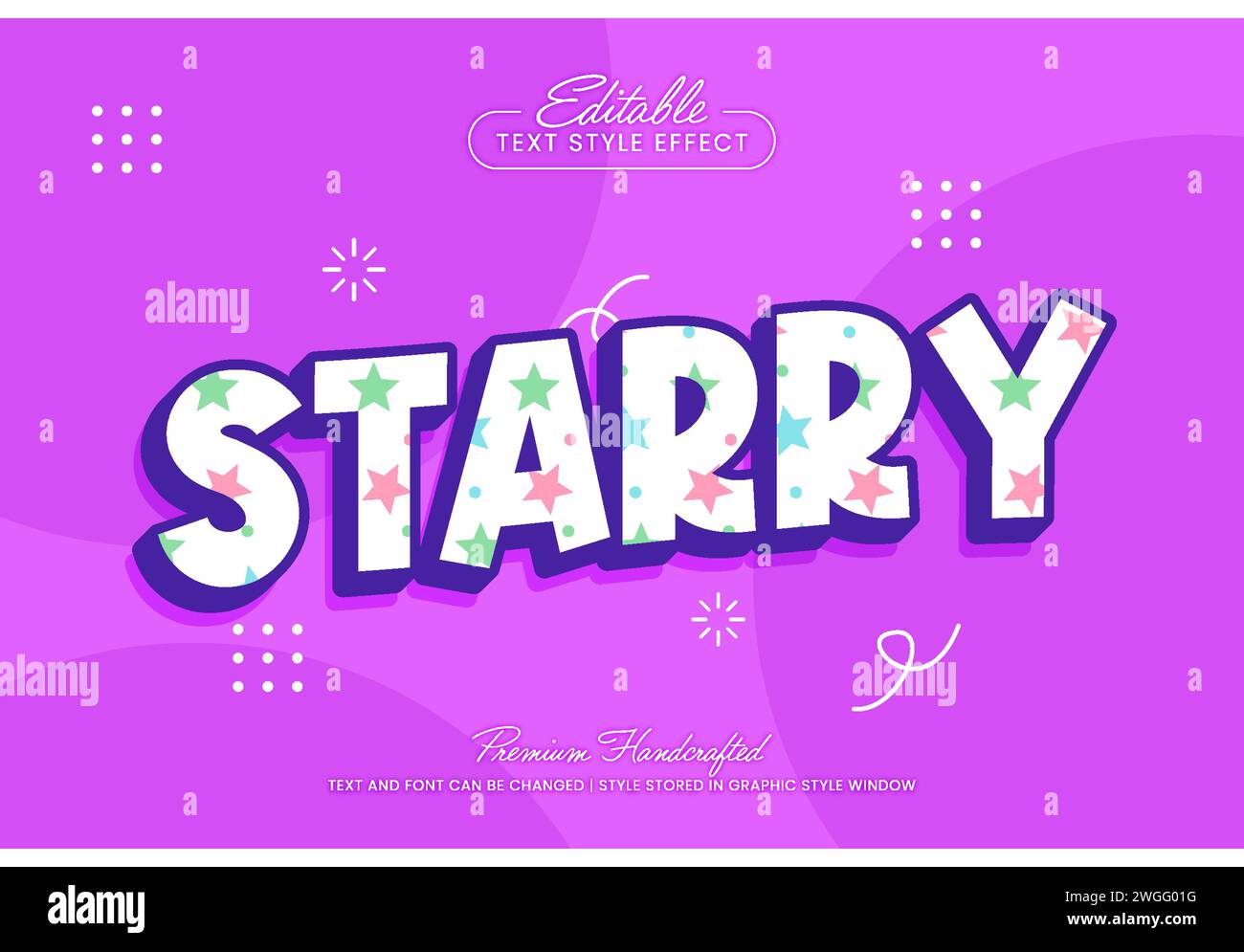 Playful 3D vector text effect graphic style. Editable vector headline ...