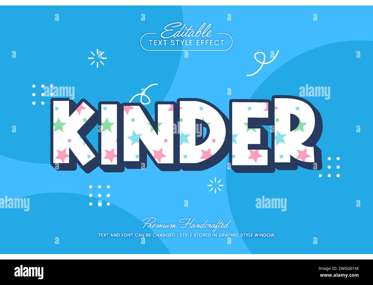 Playful 3D vector text effect graphic style. Editable vector headline ...