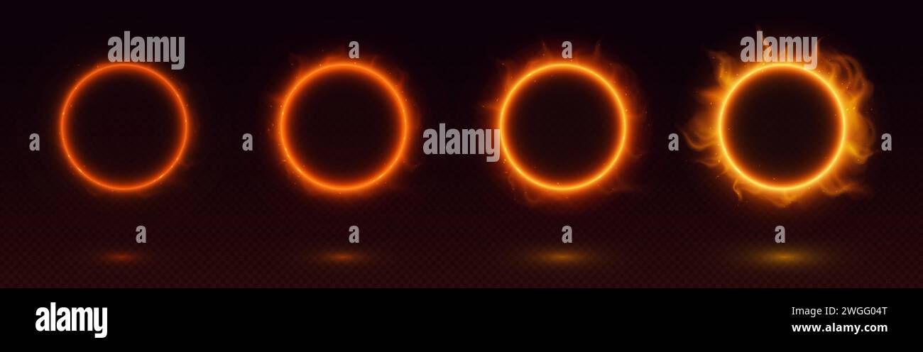 Circle fire frames set isolated on transparent background. Vector ...