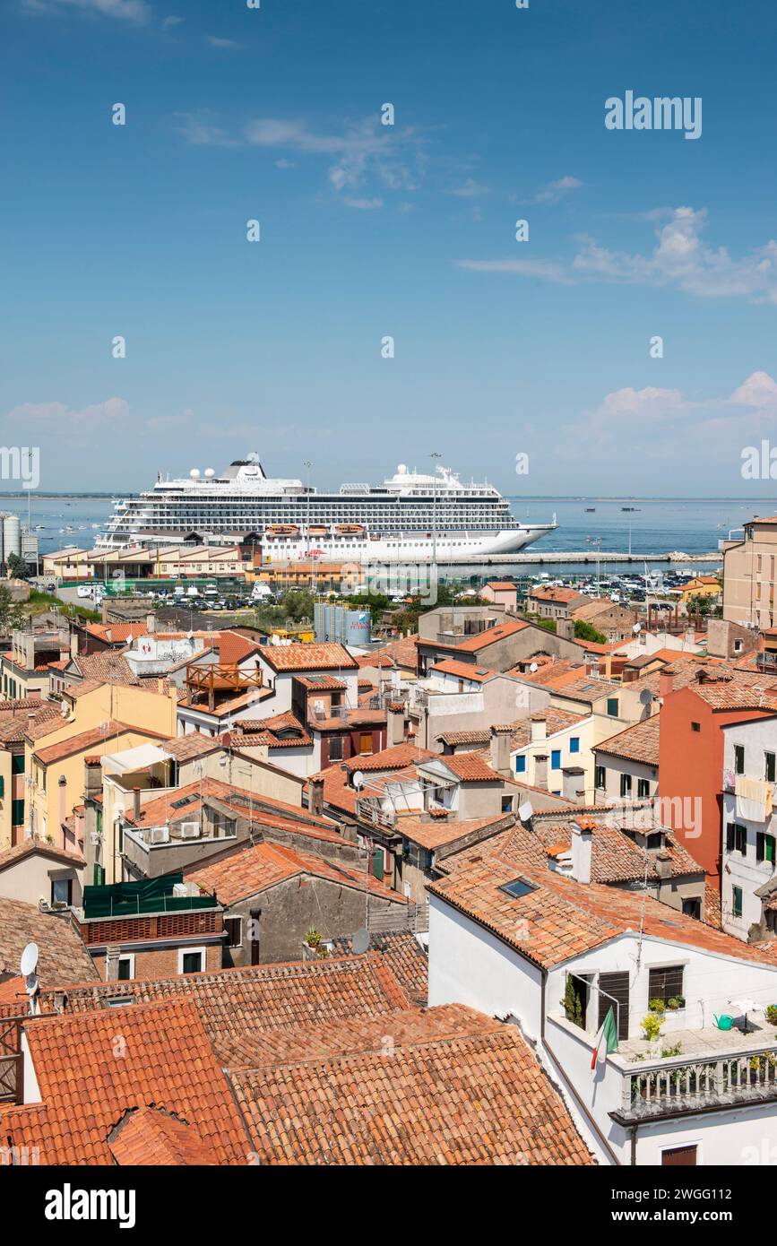The cruise ship Viking docked at Chioggia Port, in the Venetian Lagoon ...