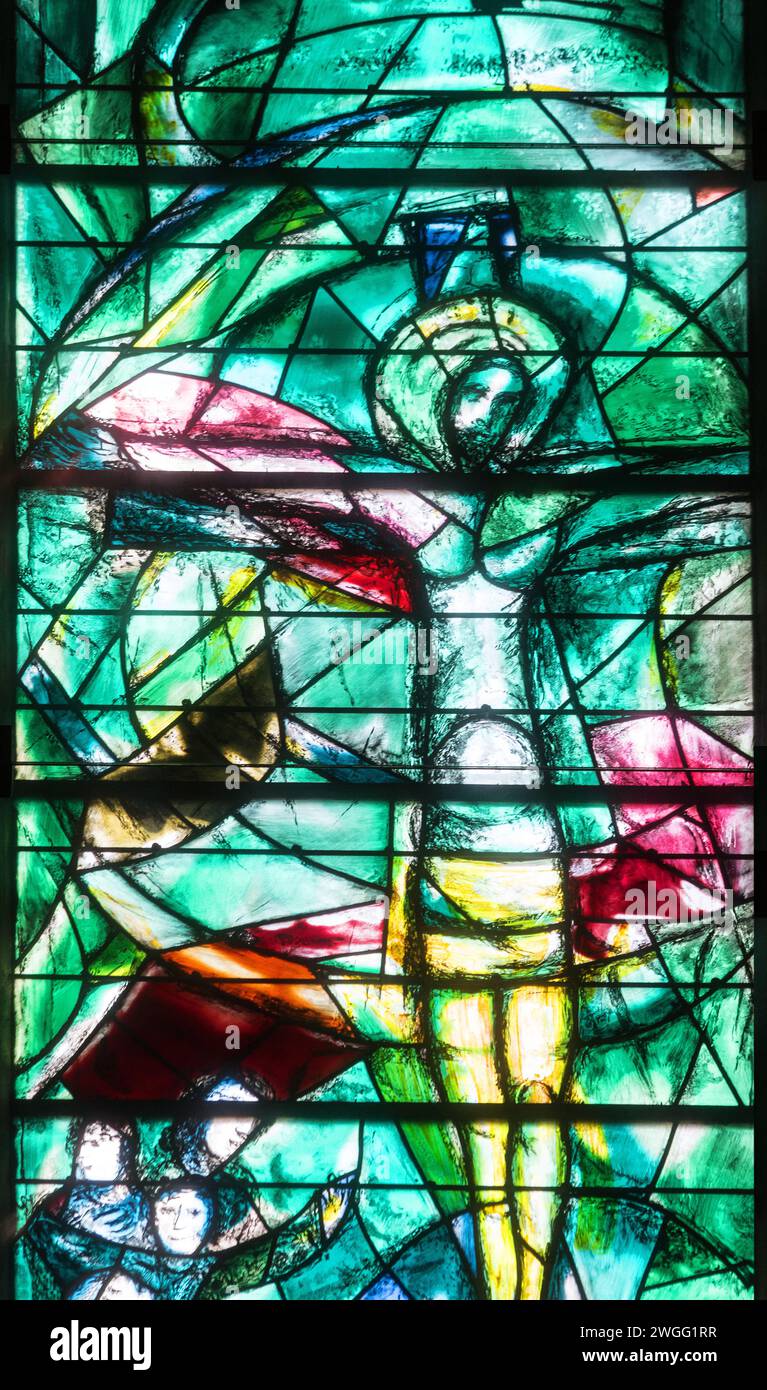 Zurich, Switzerland - April 19. 2021 : stained glass window of the ...