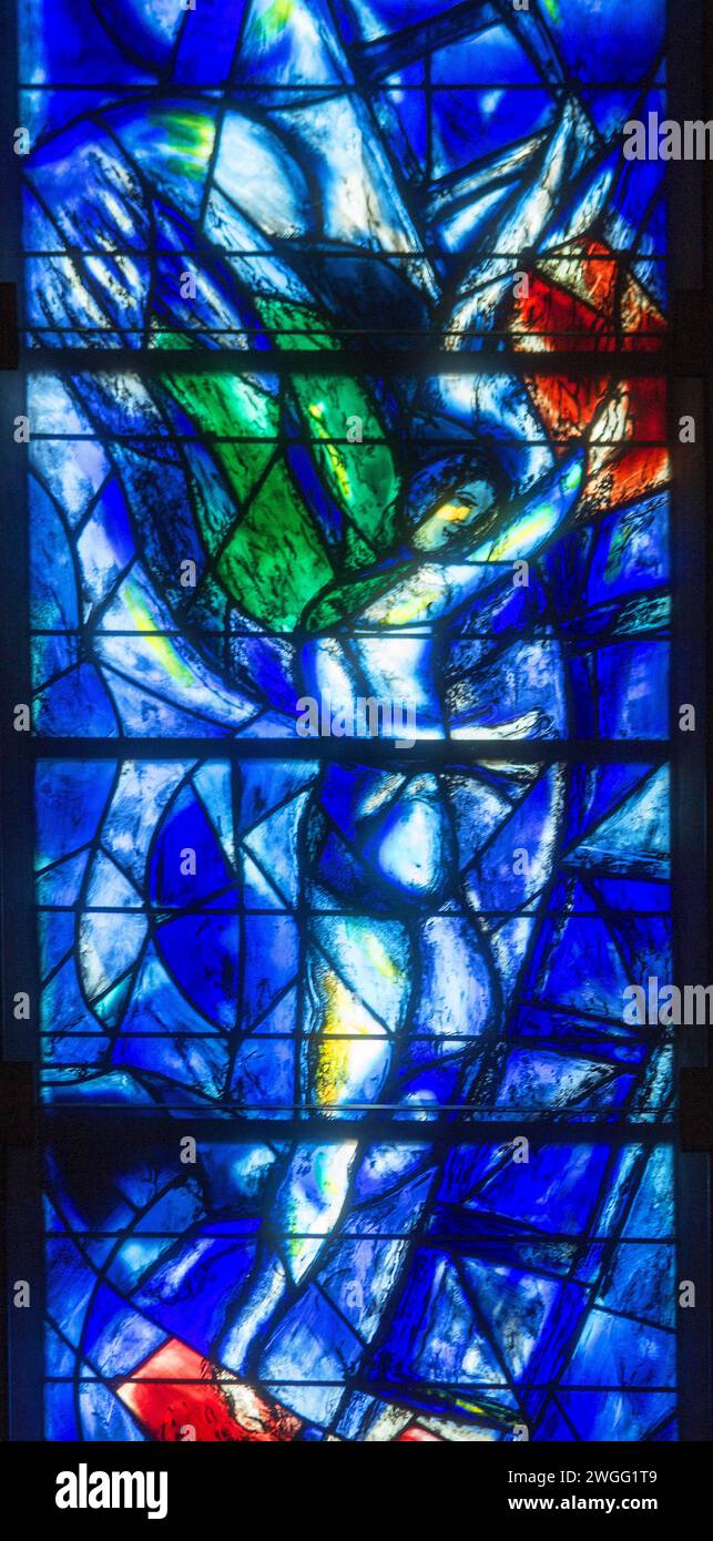 Zurich, Switzerland - April 19. 2021 : stained glass window of the ...