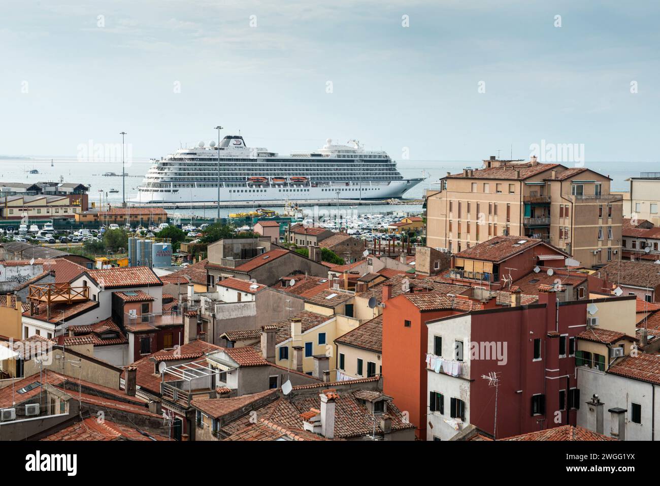 The Cruise Ship Viking departing the port of Chioggia on the Venetian ...