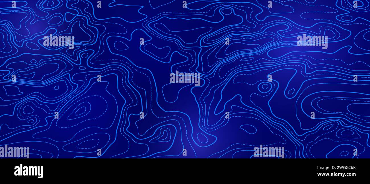 Ocean topographic line map with curvy wave isolines vector illustration ...